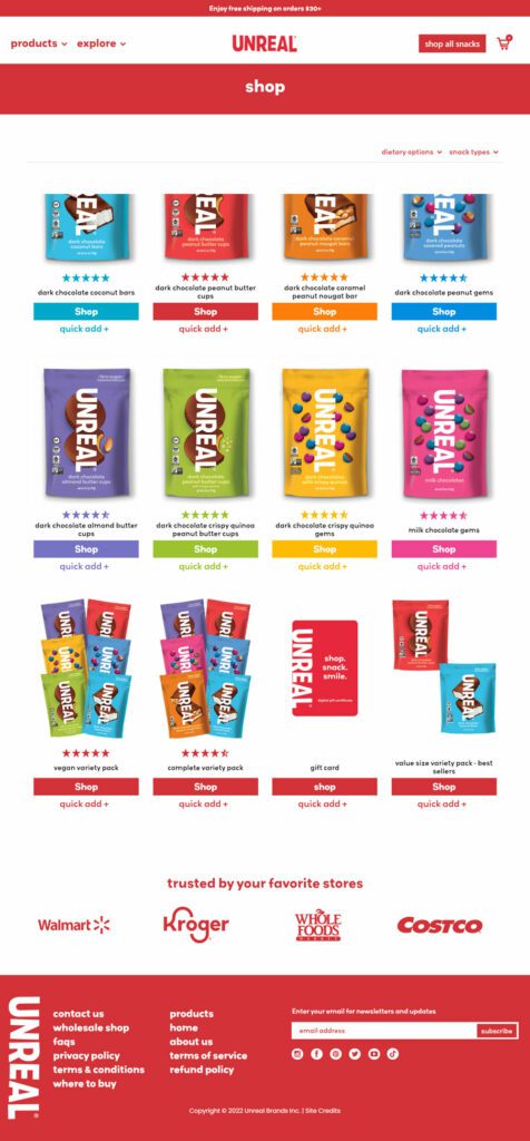 Food & Snacks Shopify Web Design Case Study - Unreal Brands
